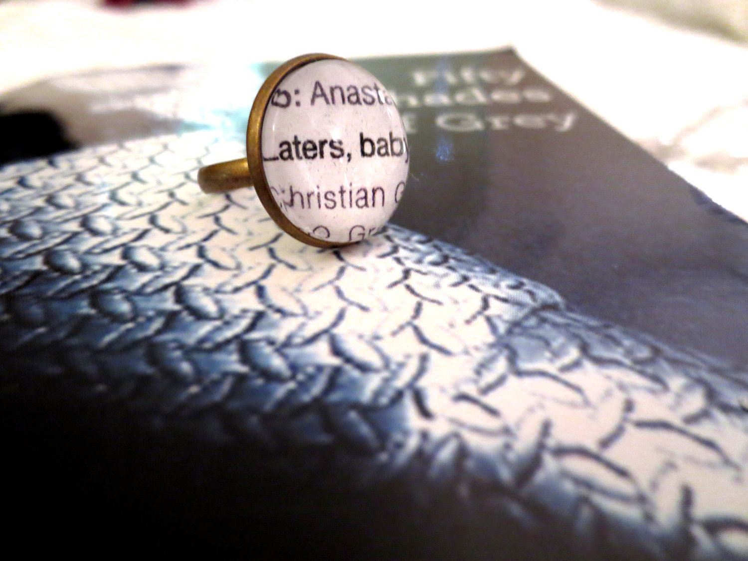 Fifty Shades Of Grey "laters, Baby" Antiqued Bronze Book Page Ring on ...